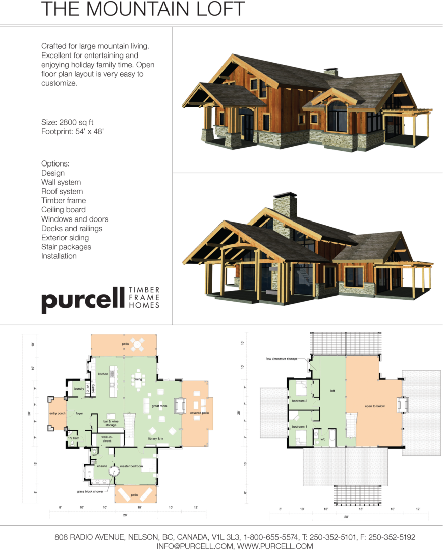 The Mountain Loft Prefab Home Design Plans - By Purcell Homes