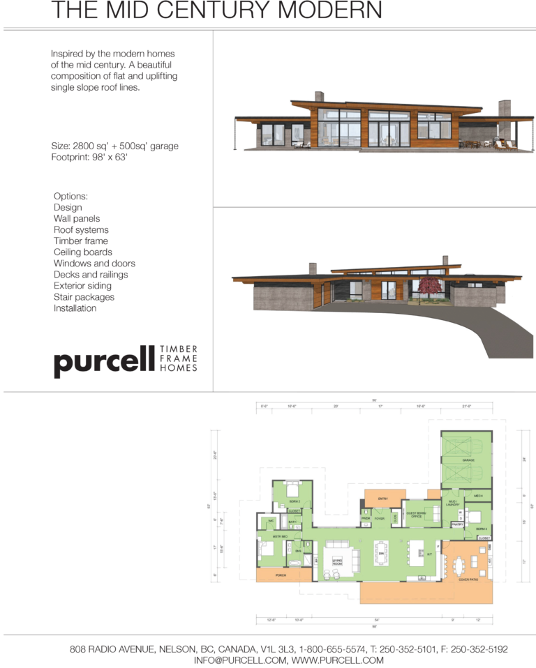 The Mid Century Modern Prefab Home Design Plans - By Purcell Homes